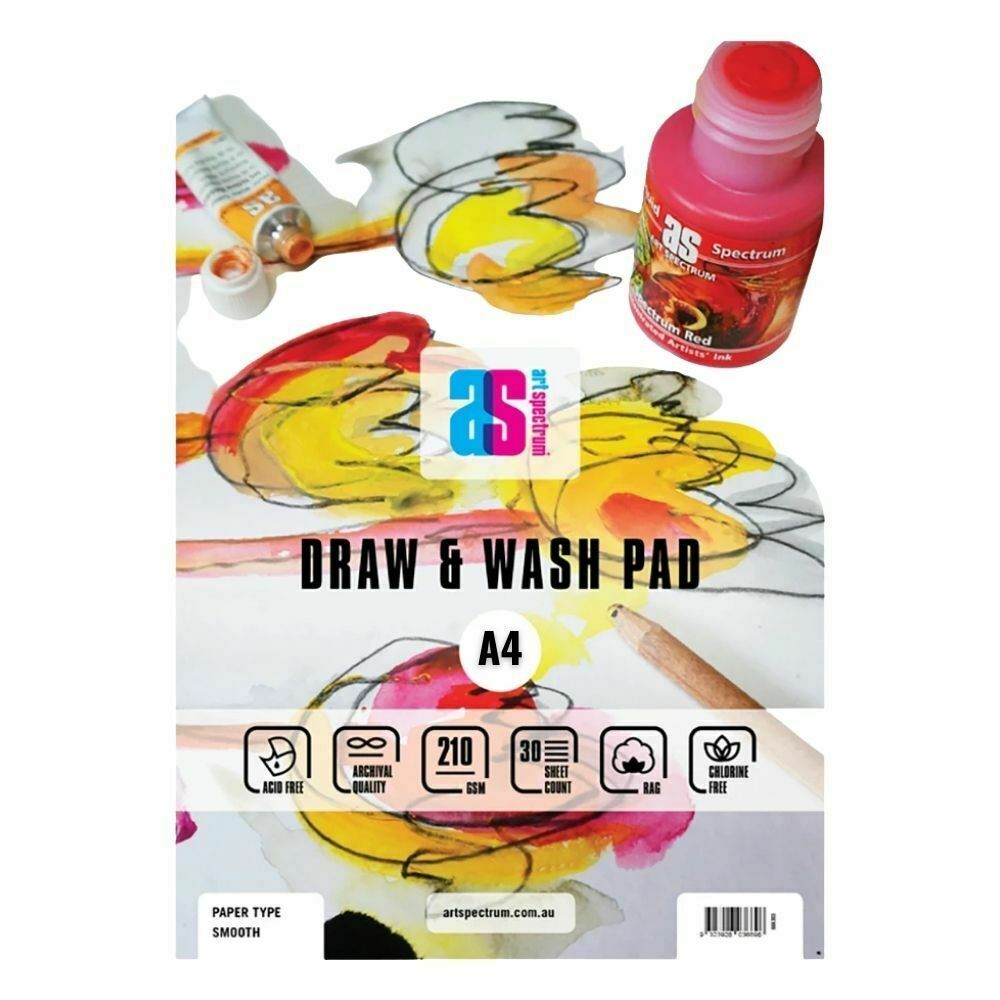 AS DRAW & WASH A4 SMOOTH PAD 30 SHEETS 210GSM | Accent Framing & Fine Art